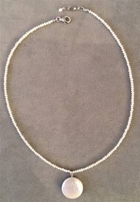 COLLIER MINI PERLES EAU DOUCE + PASTILLE EAU DOUCE N°6 PEARL ...